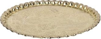 The Home Deco Factory KA0114, Decorative Tray in Gold Metal, elegant and Versatile Design, ideal for Table or Decoration, Diameter 475 cm, Gold Color