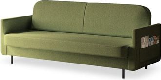E-MEUBLES Sofa mit Schlaffunktion und Bettkasten, Polstersofa, Sofagarnitur Wohnlandschaft mit Bettfunktion, Couch f&uuml;r Wohnzimmer - Schlafsofa pouch (Beige
