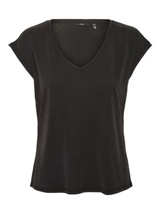 Vero Moda Damen Vmfilli V-Hals Tee Ga Noos T Shirt, Schwarz, M EU