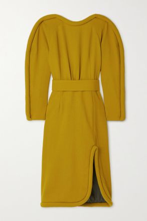 Dries Van Noten Robe Midi En Laine &Agrave; Fronces Doyal - Jaune