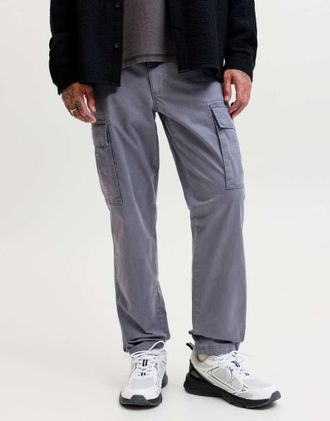 Jack & Jones Kane Hose mit mittelhohem Bund, Relaxed Fit, Cargo-Hose in Grau