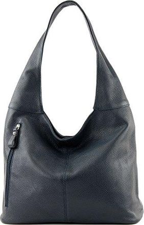 modamoda.de T155 - Sac à bandoulière en cuir italien, bleu foncé, L