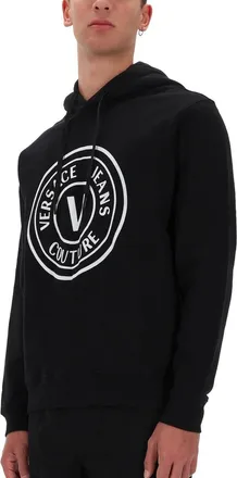 Versace Jeans Couture Logo-Embroidered Cotton Sweatshirt - Black