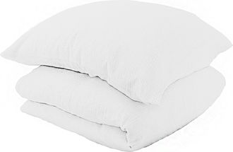 jilda-tex Bio-Bettwäsche Musselin Medina 100% Bio-Baumwolle Knitterlook Bügelfrei Uni Made in Green (Weiß, 200x220 + 2X 80x80 cm)