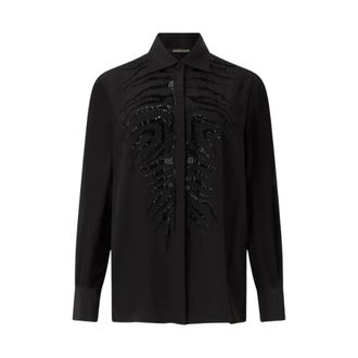 Roberto Cavalli Tiger Skin Pailletten Seidenhemd - - Blouses & Shirts - Damen - Schwarzk - M