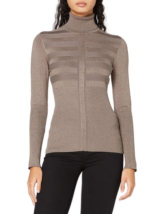 Morgan Langärmeliger Rollkragenpullover Beige (Taupe) XS