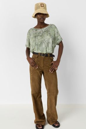 Gerard Darel T-shirt oversize imprim&eacute; python - MARIEL - Vert Kaki