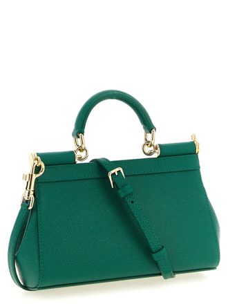 Dolce & Gabbana Womens Sicily Top Handle Bag Green Calfskin Leather