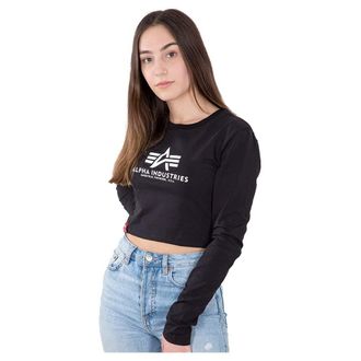 Alpha Industries Alpha Industries Damen Basic Cropped LS Wmn Longsleeve T-Shirt, Black, XS