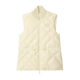 Burberry Femme, Vestes, Blanc, Taille: 38 FR Gilet en nylon &agrave; motif carreaux