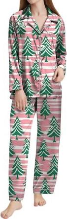 Generic Joli pyjama de Noël fantaisie pour femme - Coupe classique - Vêtement de nuit à boutons - Joli festival - Chemise élégante - Vêtements de nuit dintéri