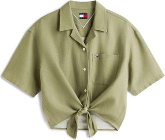 Tommy Jeans Damen Hemdbluse aus Leinen-Mix