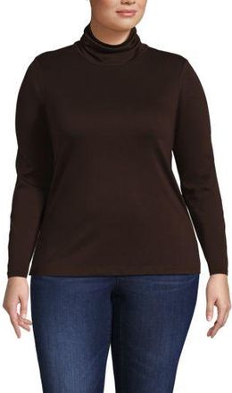 Lands End Rollkragenshirt aus Supima, Damen, Größe:48-50 plus, Braun, Baumwolle, by Lands End