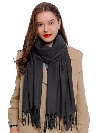 DonDon &Eacute;charpe femme hiver chaud et douce Ch&acirc;le Etole Foulard 185 x 65 cm - anthracite