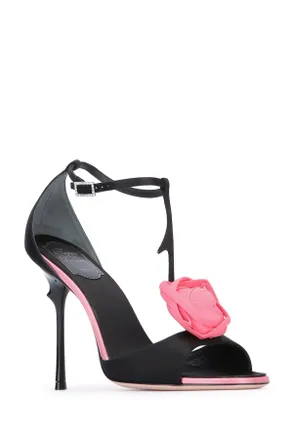 Roger Vivier Womens Sandali Heel Black Satin