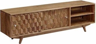Massivmoebel24 Meuble tv 145x35 Acacia laqué Bois naturel mosayk 101