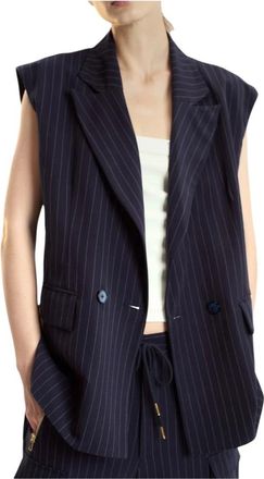 Cynthia Rowley Femme, Vestes, Bleu, Taille: 36 FR Pinstripe Vest