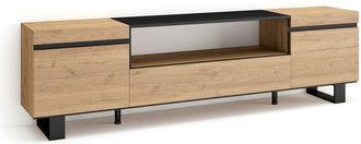 Skraut Home Skraut Home - TV-Schrank, Lowboard, für Wohnzimmer und Esszimmer, 200x57x35cm, Für TV-Geräte bis zu 80, Industriedesign, Moderner Stil, Eiche Schwarz