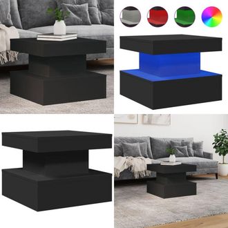 vidaXL Couchtisch mit LED-Leuchten Schwarz 50x50x40 cm - Couchtisch - Wohnzimmerstil - led Beleuchtung - Holzwerkstoff - Schwarz - Home & Living
