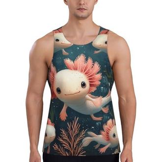 Generic D&eacute;bardeur respirant &agrave; s&eacute;chage rapide sans manches pour homme pour entra&icirc;nement &agrave; la plage S &agrave; 4XL, Cute Axolotl 17, XXL