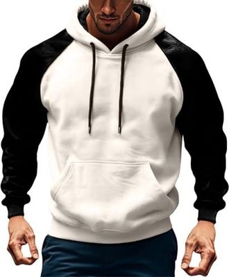 Generic Sweat &agrave; capuche surdimensionn&eacute; &agrave; manches longues avec imprim&eacute; animal, coupe d&eacute;contract&eacute;e pour homme, blanc, S