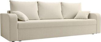 Vente-Unique Canapé 3 places convertible en velours côtelé beige ONABIA