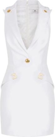 Elisabetta Franchi Femme, Robes, Blanc, Taille: 36 FR Robe Midi Ajust&eacute;e