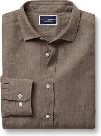 CHARLES TYRWHITT Reines Leinenhemd - Mokka