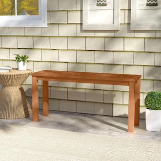 Giantex Outdoor-Bank ohne Rückenlehne, Esszimmerbank für 2 Personen mit atmungsaktivem Lattensitz, lange Bank aus rustikalem Holz für Eingang, Garten, Hof und