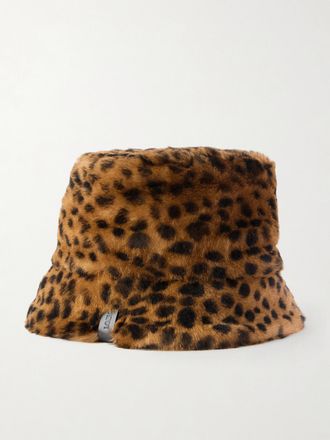 Loewe Fischerhut Aus Shearling Mit Leopardenprint Und Lederbesatz - Animal-Print