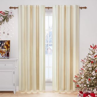 Woltu 2 Stücke Samtvorhänge, für Schlafzimmer Wohnzimmer, Verdunklungsvorhang mit Kräuselband Thermogardine, 300 g/m² Schwere Samtige, 140 x 245 cm, Hellsan