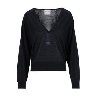 Forte_Forte V-Ausschnitt Pullover - - Knitwear - Damen - Blau - M