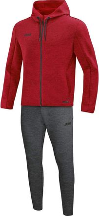 Jako Herren Jogginganzug Premium Basics mit Kapuze, Rot-Meliert, XXL