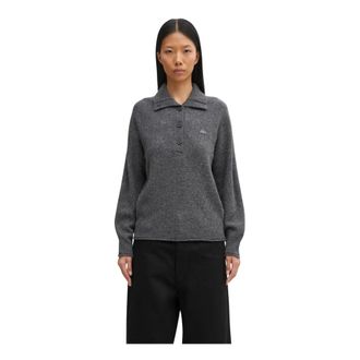 Lacoste Pull col montant 3D &agrave; demi-boutonnage - Femme - Pulls - Gris - Taille: 42 FR