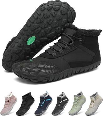 Saguaro Bottes de Neige pour Homme Femme Doublure Confortable Barefoot Chaussures Chaudes Bottines Hiver Antidérapant, Noir 37