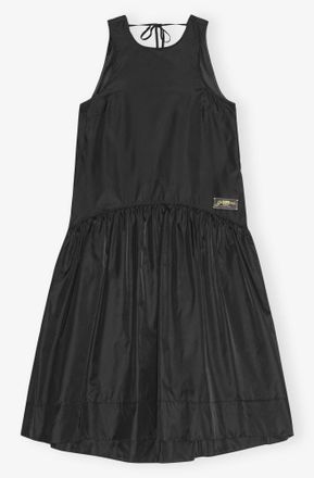 Ganni Robe midi en nylon duchesse noire - Taille 34 Noir - Pour Femme