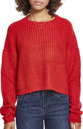 Urban Classics Damen Ladies Wide Oversize Sweater Sweatshirt,, per pack Rot (fire red 00697), X-Small (Herstellergröße: XS)