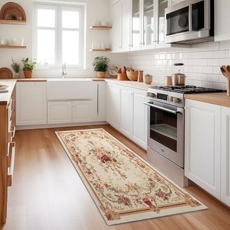 Generic Tapis de Couloir Long 60 x 120 cm Tapis de Passage Antid&eacute;rapant Doux Microfibre - Rococo Luxe Vignes Roses Passage Couloir pour Buanderie Salon Cuisin