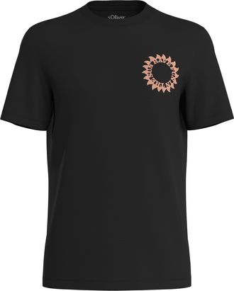 s.Oliver Baumwoll-T-Shirt mit Frontprint und Flammgarnstruktur