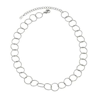 Dansk Copenhagen Vilja Waterproof Silver Stainless Steel Round Short Link Necklace - Structured Finish - Femme - Accessoires - Gris - Taille: ONE Size
