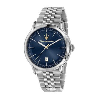 Maserati Homme, Accessoires, Gris, Taille: ONE Size Montre en Acier Quartz, Bo&icirc;tier Bleu