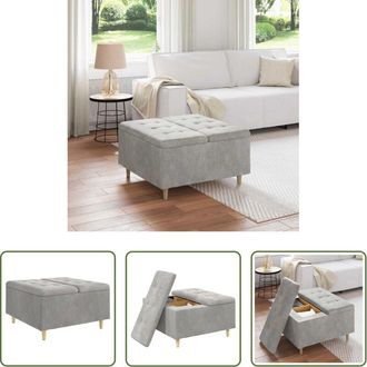 vidaXL Meuble de salon - Pouf de rangement Gris clair 80 x 80 x 45 cm Velours