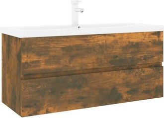 vidaXL Vidaxl - Waschbeckenschrank mit Einbaubecken R&auml;uchereiche Holzwerkstoff 55522