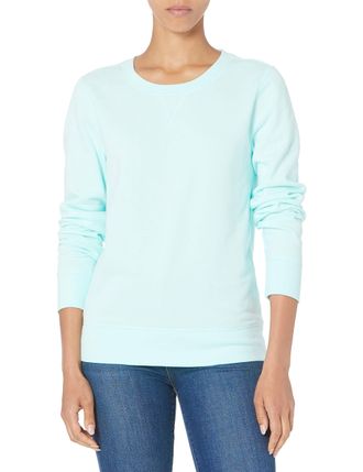 Amazon Essentials Damen-Sweatshirt aus French-Terry-Fleece mit Rundhalsausschnitt (Erhältlich in Übergröße), Aquablau, Größe XL