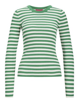 Jack & Jones Damen Jxjodi Tight Stripe Crew Neck Knit, Medium Green/Stripes:/Cloud Dancer, XL