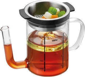 GEFU Fett-Trennkanne SEPARATO | 500 ml Borosilikatglas-Kanne mit Edelstahl-Siebeinsatz | Ideal zum Entfetten von Suppen, Saucen & Fonds - Hitzebest&auml;ndig & 
