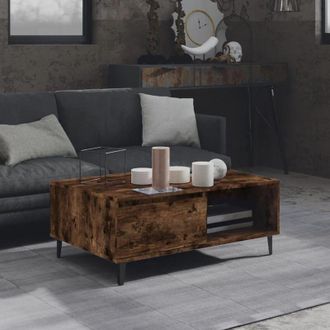 vidaXL Table basse Ch&ecirc;ne fum&eacute; 90x60x35 cm Agglom&eacute;r&eacute;