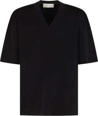 Ami Homme, Tops, Noir, Taille: M Pull Col V &agrave; Manches Courtes