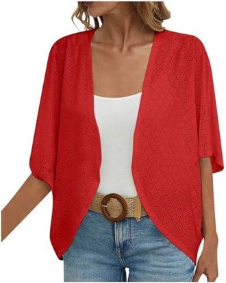 Generic Cardigan boléro léger pour femme - Cardigan court à manches chauve-souris ouvert sur le devant - Boléro en tricot cascade pour robes de soirée dété, d