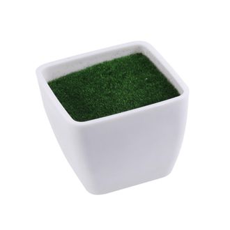 Garneck K&uuml;nstlicher Blumentopf Aus Kunststoff Blumenmoos Und Vase Fake-Blumen-Set Quadratisch Klein Wei&szlig; F&uuml;r B&uuml;ro- Auto-Dekoration